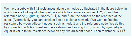 Solved We have a cube with 1-2 resistances along each edge | Chegg.com
