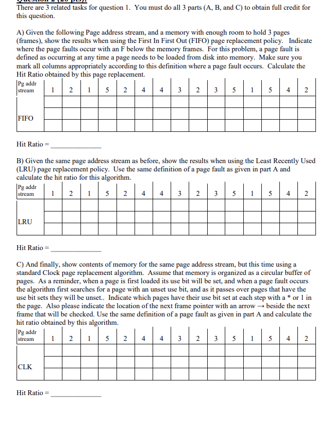 Solved (frames), ﻿show the results when using the First In | Chegg.com