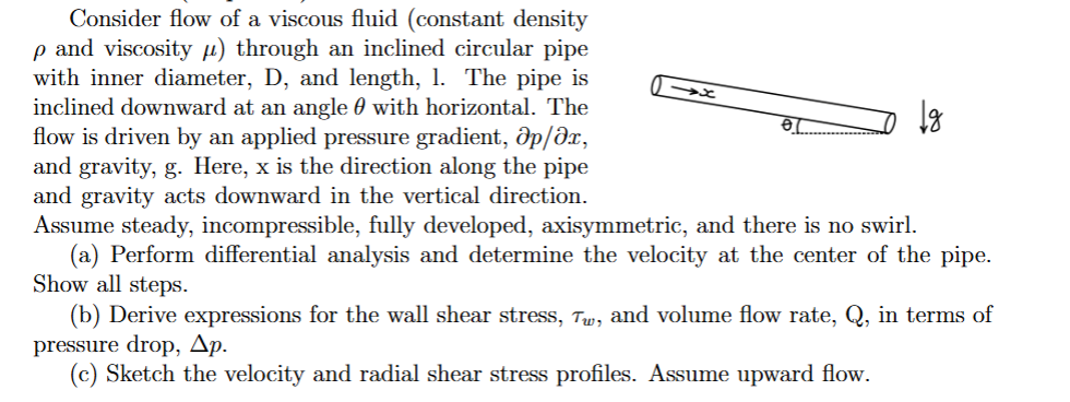Solved Consider flow of a viscous fluid (constant density | Chegg.com