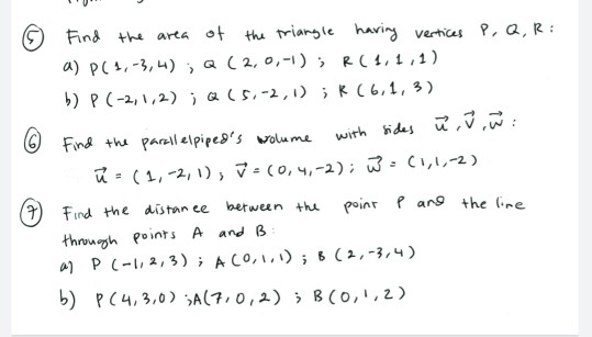 Solved I 6 Find the area of the triangle having vertices P, | Chegg.com