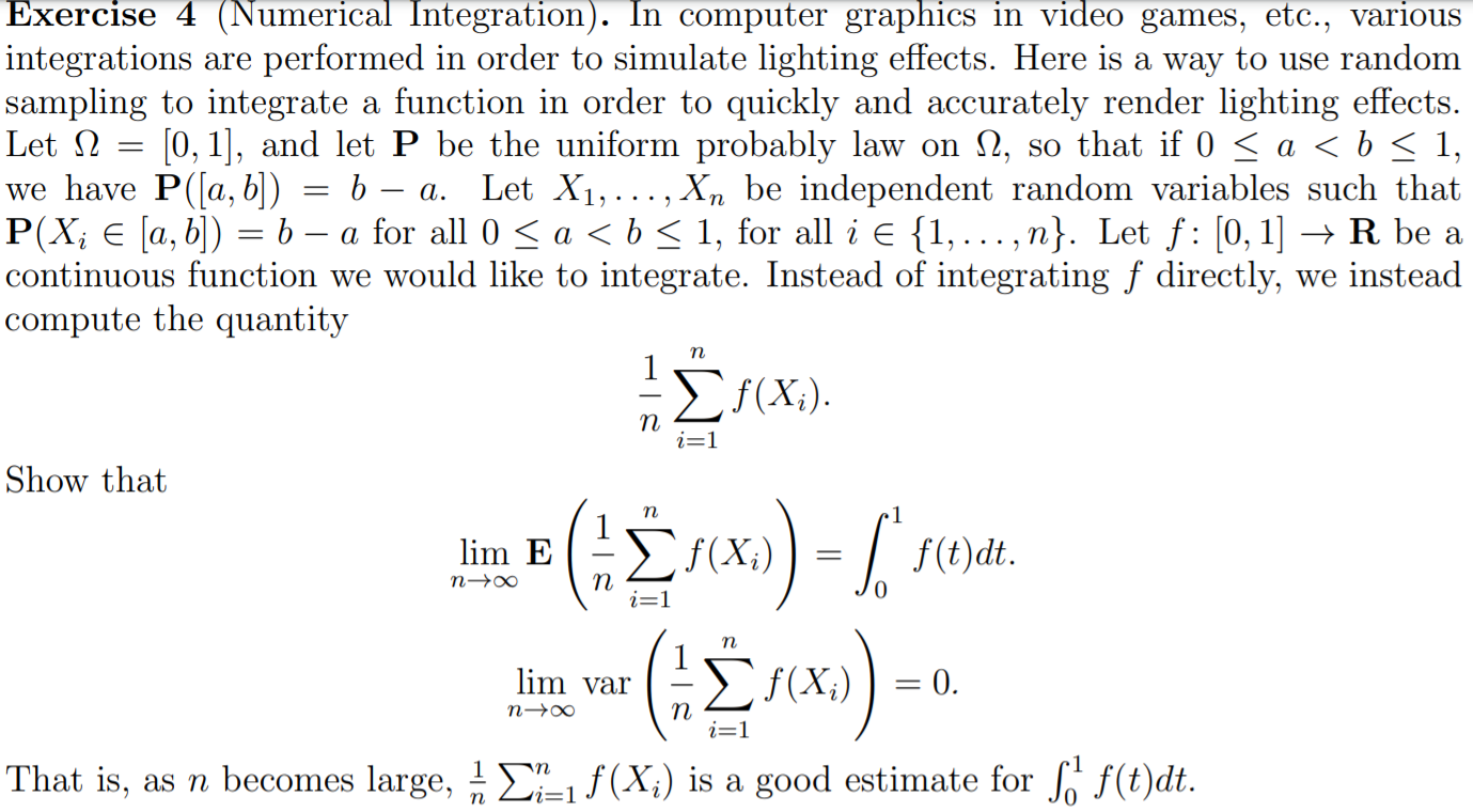 Exercise 4 (Numerical Integration). In computer | Chegg.com