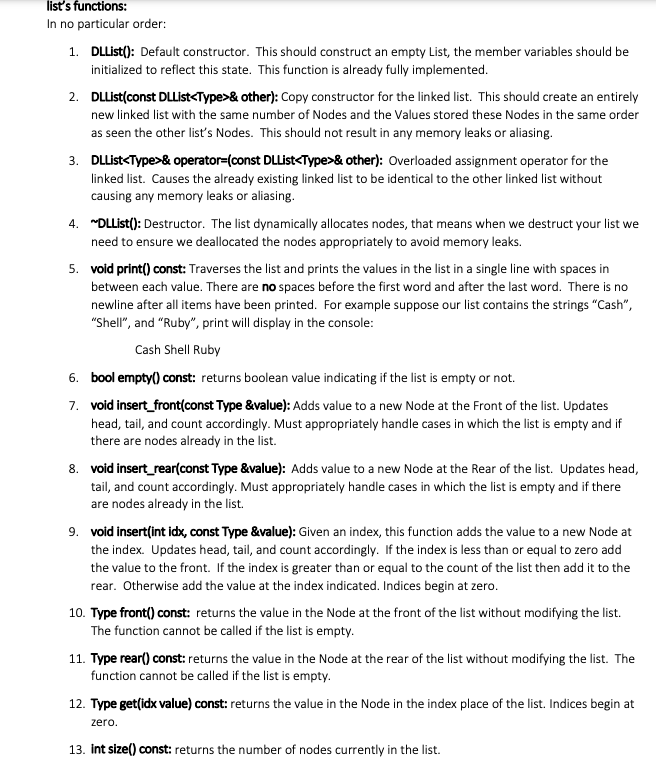 Solved This project will have you implement a templated | Chegg.com