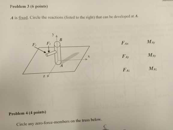 Solved Problem 3 (6 points) A is fixed. Circle the reactions | Chegg.com
