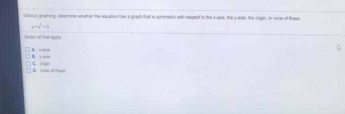 Solved Without graphing, determine whether the equation has | Chegg.com
