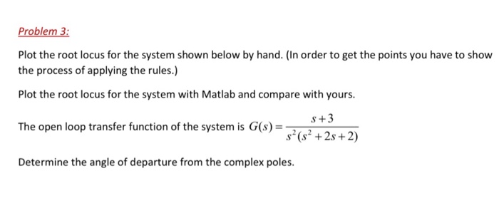 Solved Problem 3: Plot the root locus for the system shown | Chegg.com