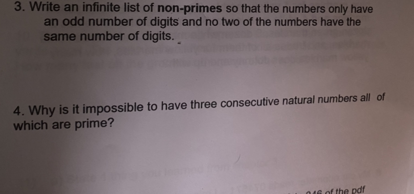 3. Write an infinite list of non-primes so that the | Chegg.com