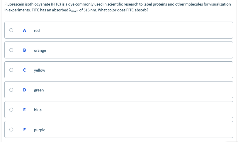 Solved Fluorescein isothiocyanate (FITC) is a dye commonly | Chegg.com