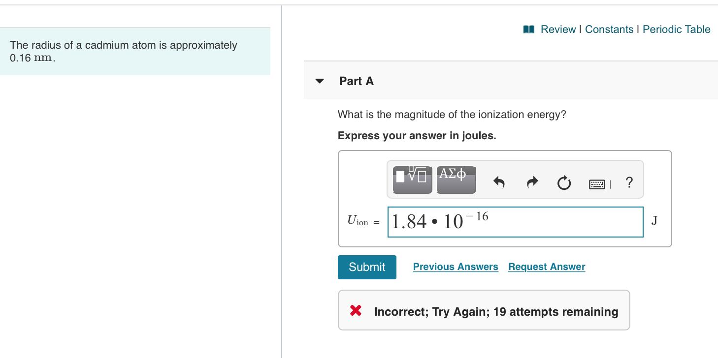 Solved n Review | Constants I Periodic Table The radius of a | Chegg.com