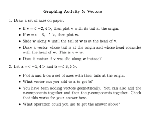 Solved Graphing Activity 5: Vectors 1. Draw a set of axes on | Chegg.com