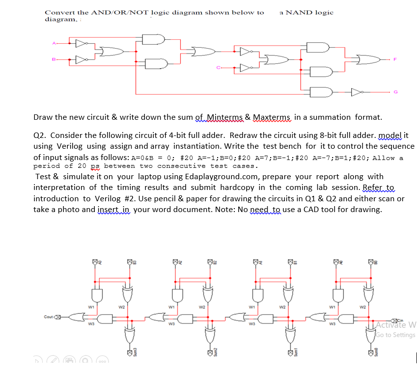 Convert the AND/OR/NOT logic diagram shown below to a | Chegg.com