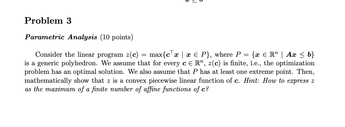 Solved Parametric Analysis (10 points) Consider the linear | Chegg.com
