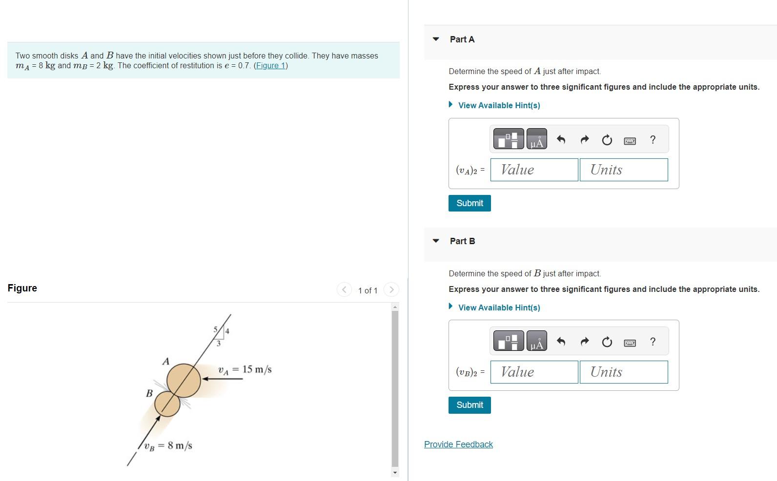 Solved Two smooth disks A and B have the initial velocities | Chegg.com