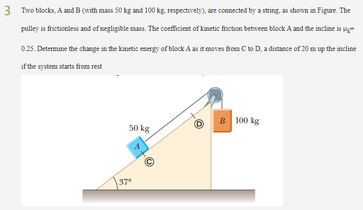 Solved 3 Two blocks, A and B (with mass 50 kg and 100 kg, | Chegg.com