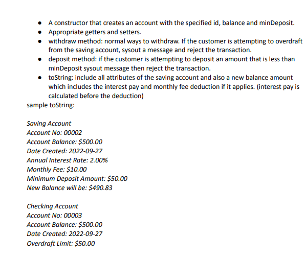 Solved - balance for the account: double - dateCreated that | Chegg.com