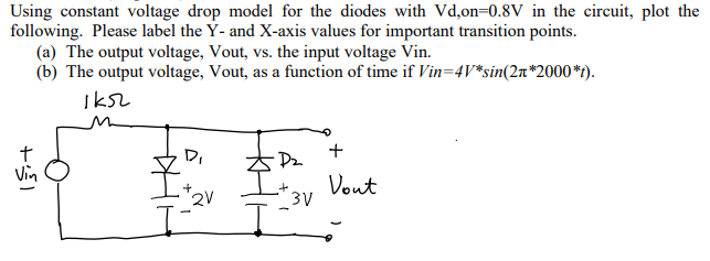 Solved Using constant voltage drop model for the diodes with | Chegg.com