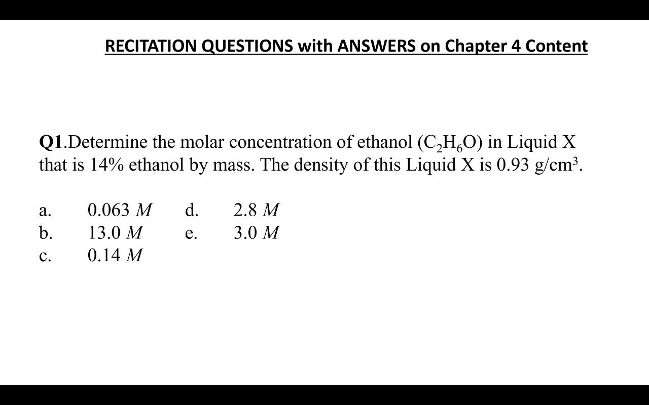 Solved RECITATION QUESTIONS with ANSWERS on Chapter 4 | Chegg.com