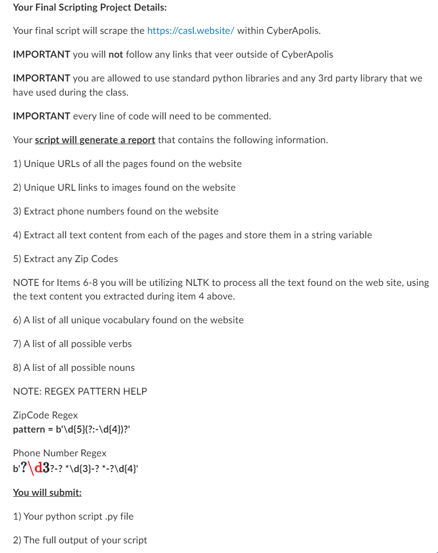 Solved Your Final Scripting Project Details: Your final | Chegg.com