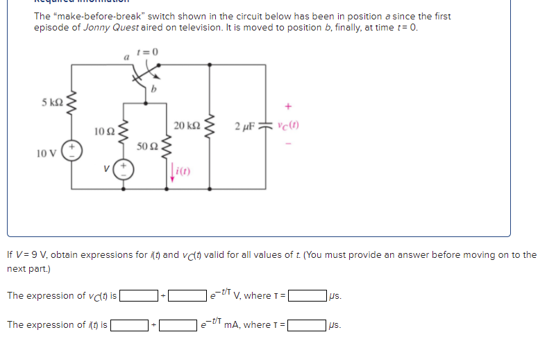 Solved The "make-before-break” switch shown in the circuit | Chegg.com