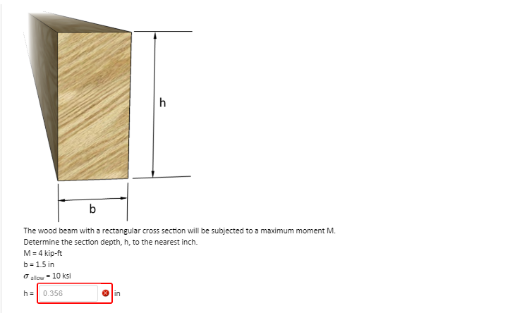 Solved The wood beam with a rectangular cross section will | Chegg.com