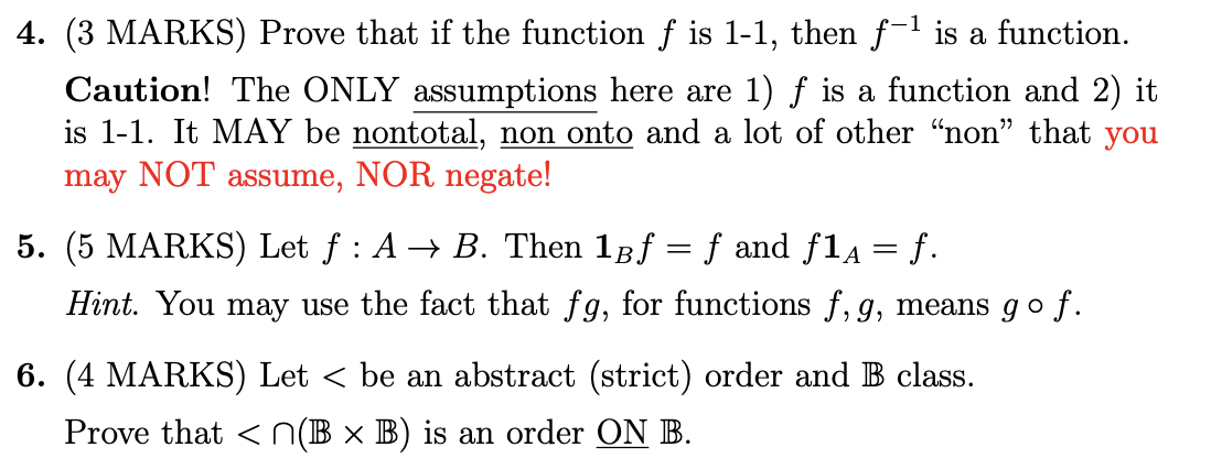 Solved 4. (3 MARKS) Prove that if the function f is 1−1, | Chegg.com
