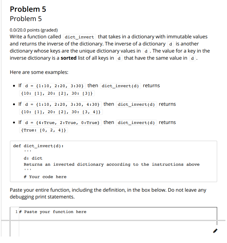 Solved Problem 5 Problem 5 0.0/20.0 points (graded) Write a | Chegg.com