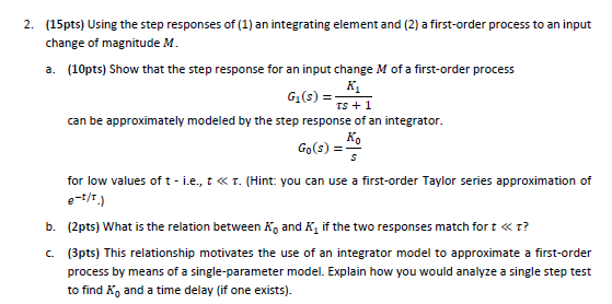 Solved 2. (15pts) Using the step responses of (1) an | Chegg.com