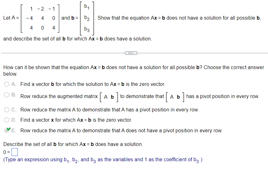 Solved How can it be shown that the equation Ax=b ﻿does not | Chegg.com