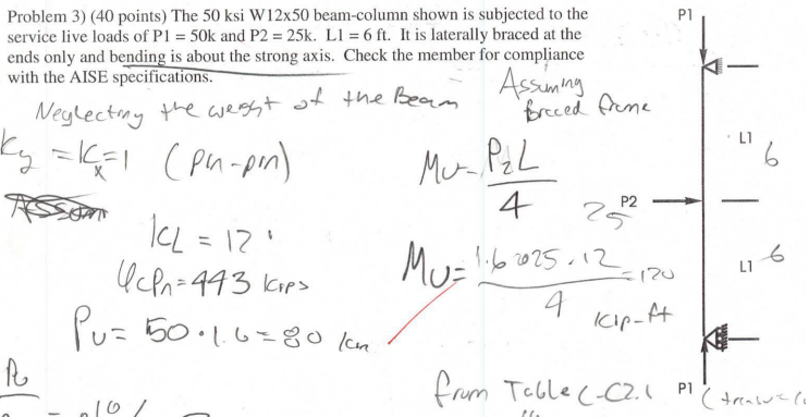 Solved P1 Problem 3) (40 points) The 50 ksi W12x50 | Chegg.com