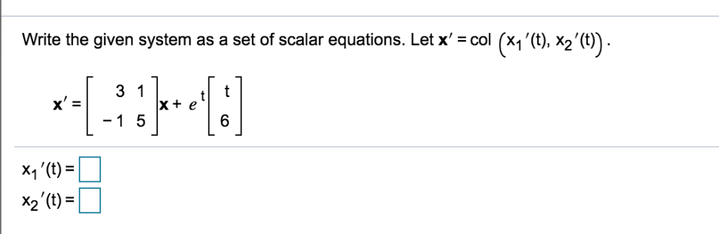 Solved Write the given system as a set of scalar equations. | Chegg.com