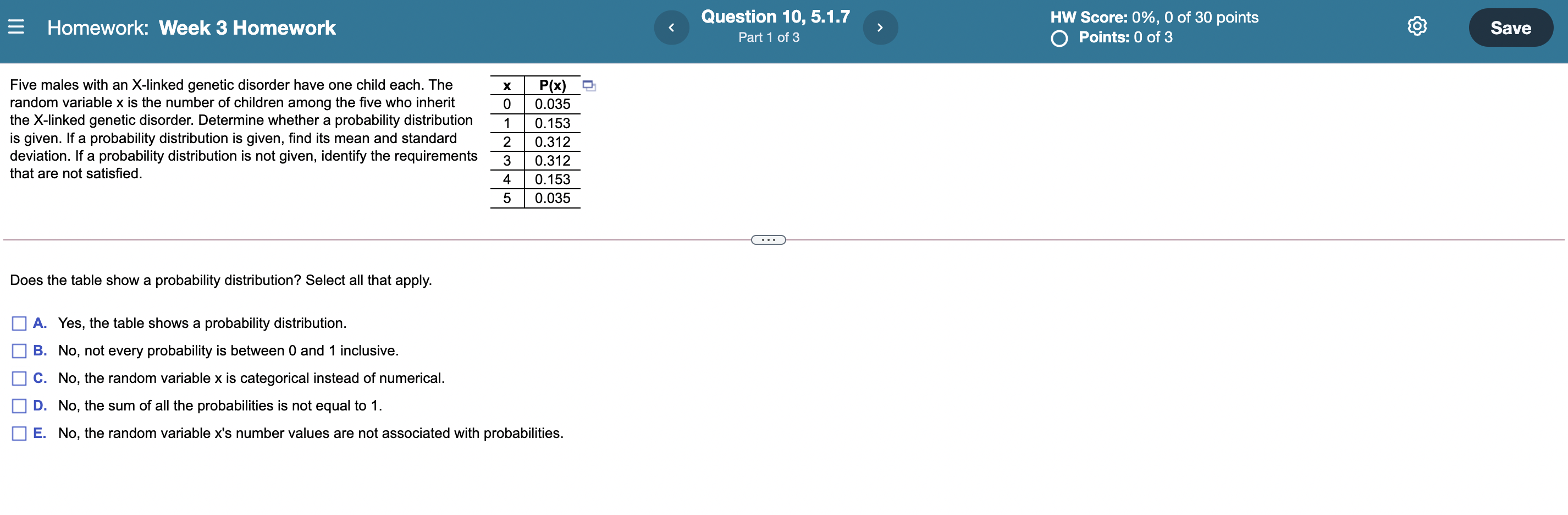 Solved = Homework: Week 3 Homework Question 10, 5.1.7 Part 1 | Chegg.com