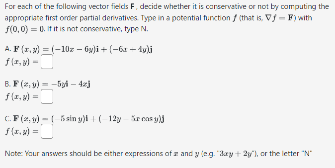 Solved For each of the following vector fields F, decide | Chegg.com