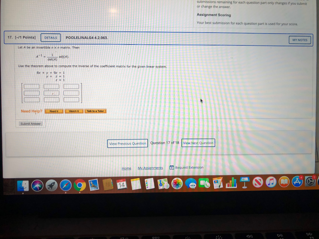Solved submissions remaining for each question part only | Chegg.com