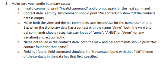 Solved Contacts Manager Problem Statement: Create a program | Chegg.com