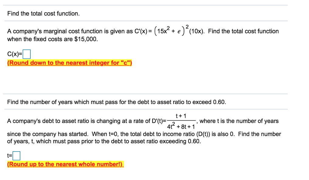 Solved Find the total cost function. . Find the total cost | Chegg.com