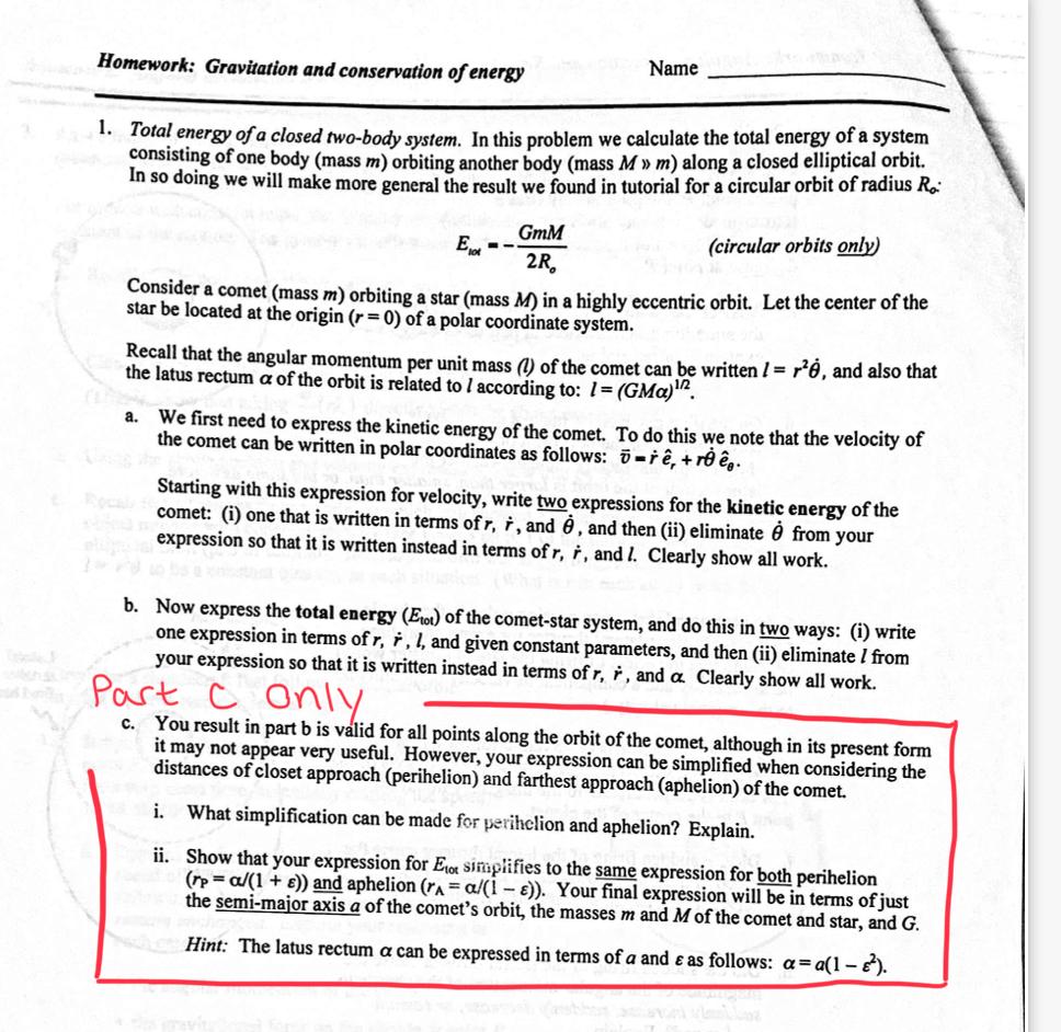 Solved Total energy of a closed two-body system. In this | Chegg.com