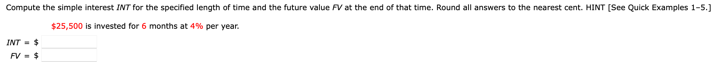 Solved Compute the simple interest INT for the specified | Chegg.com