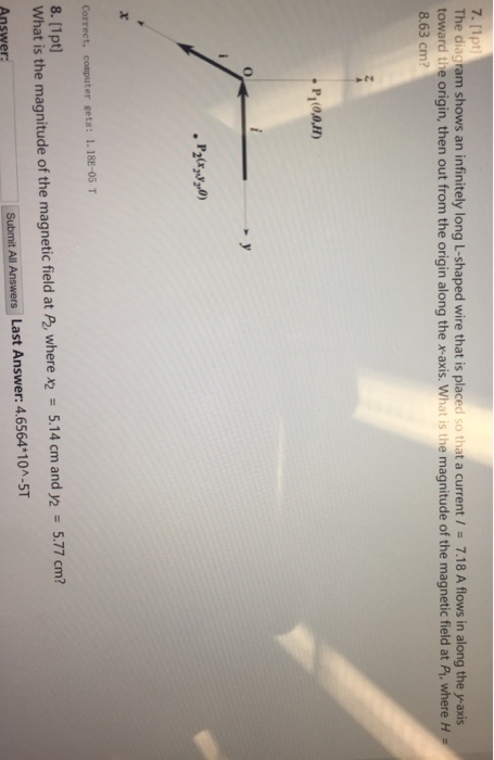 Solved The diagram shows an infinitely long L-shaped wire | Chegg.com