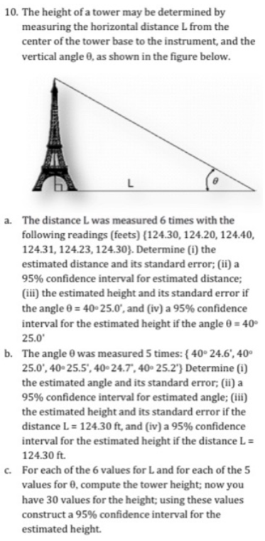 10. The height of a tower may be determined by | Chegg.com