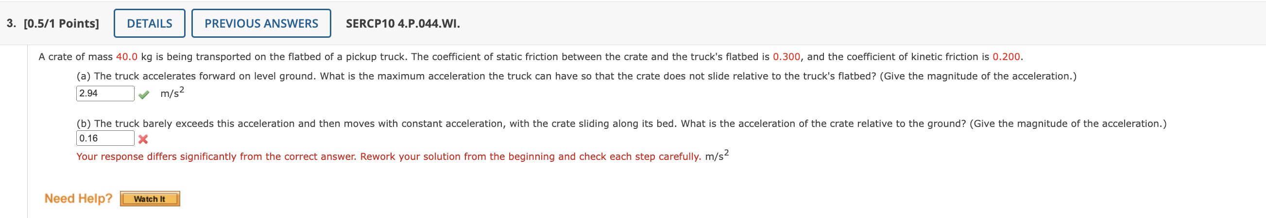Solved m/s2 3 Your response differs significantly from the | Chegg.com