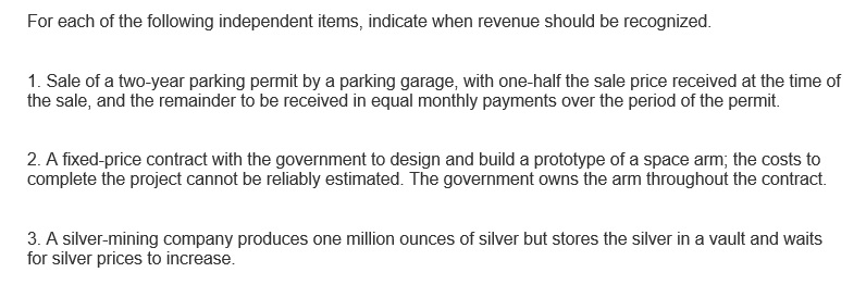 Solved For each of the following independent items, indicate | Chegg.com