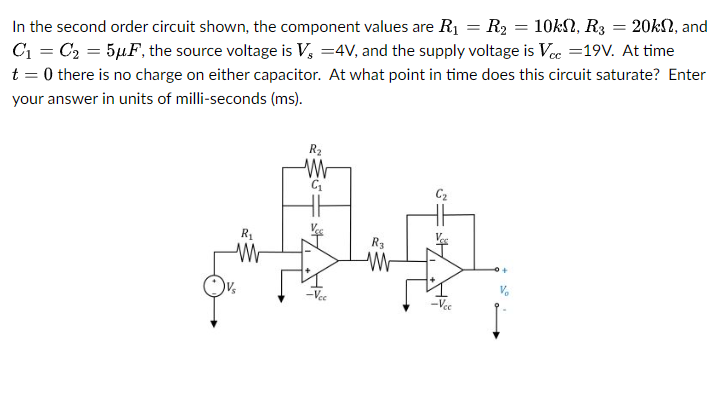Solved In the second order circuit shown, the component | Chegg.com