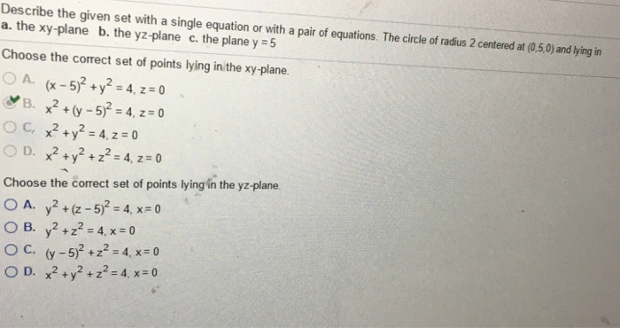 Solved Describe the given set with a single equation or with | Chegg.com