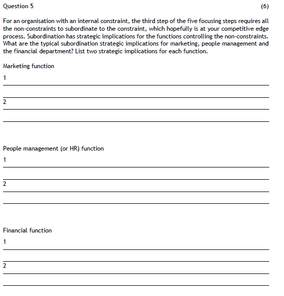 Solved For an organisation with an internal constraint, the | Chegg.com