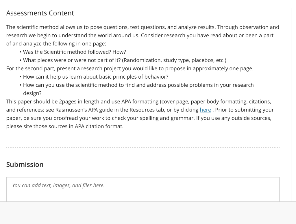 Solved Assessments Content The scientific method allows us | Chegg.com
