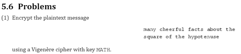 Solved 5.6 Problems (1) Encrypt the plaintext message many | Chegg.com