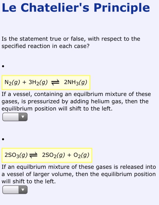 Solved Le Chatelier's Principle | Chegg.com