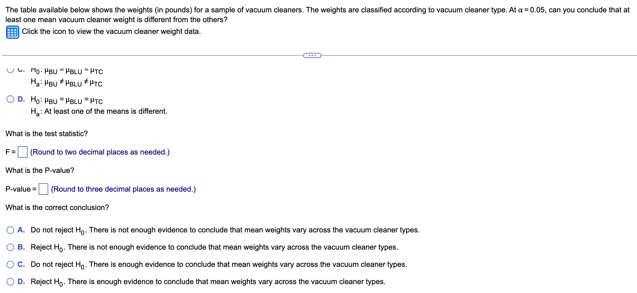 Solved The table available below shows the weights (in | Chegg.com