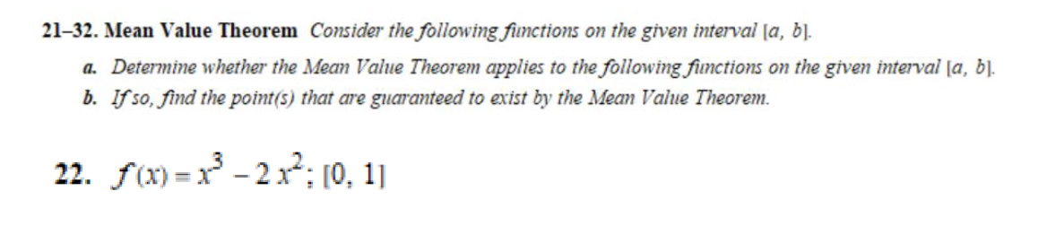 Solved 21-32. Mean Value Theorem Consider the following | Chegg.com