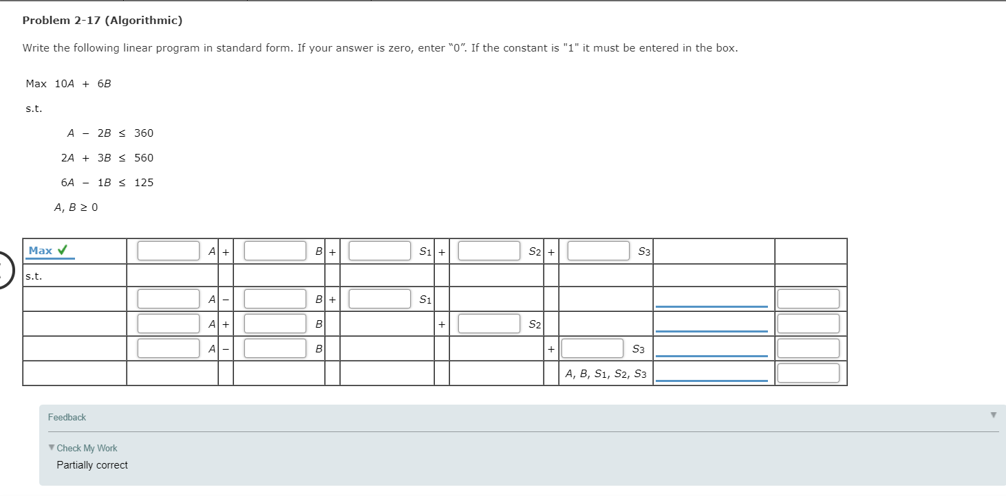 Solved Problem 2-17 (Algorithmic) Write the following linear | Chegg.com