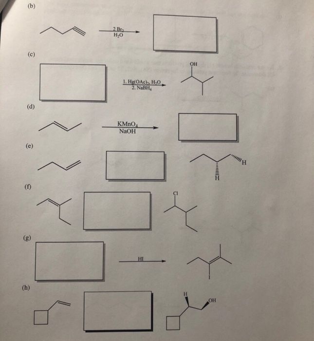 Solved 6. Fill in the boxes below with the correct reagent, | Chegg.com